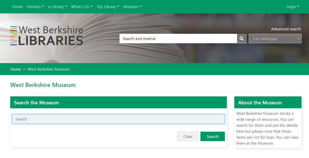 Museum Library Catalogue now Online! – West Berkshire Museum Collection